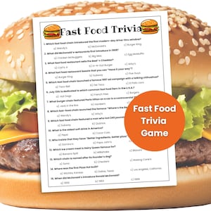 Fast Food Trivia Game, Food Trivia Game, Family Game Night, Trivia for ...