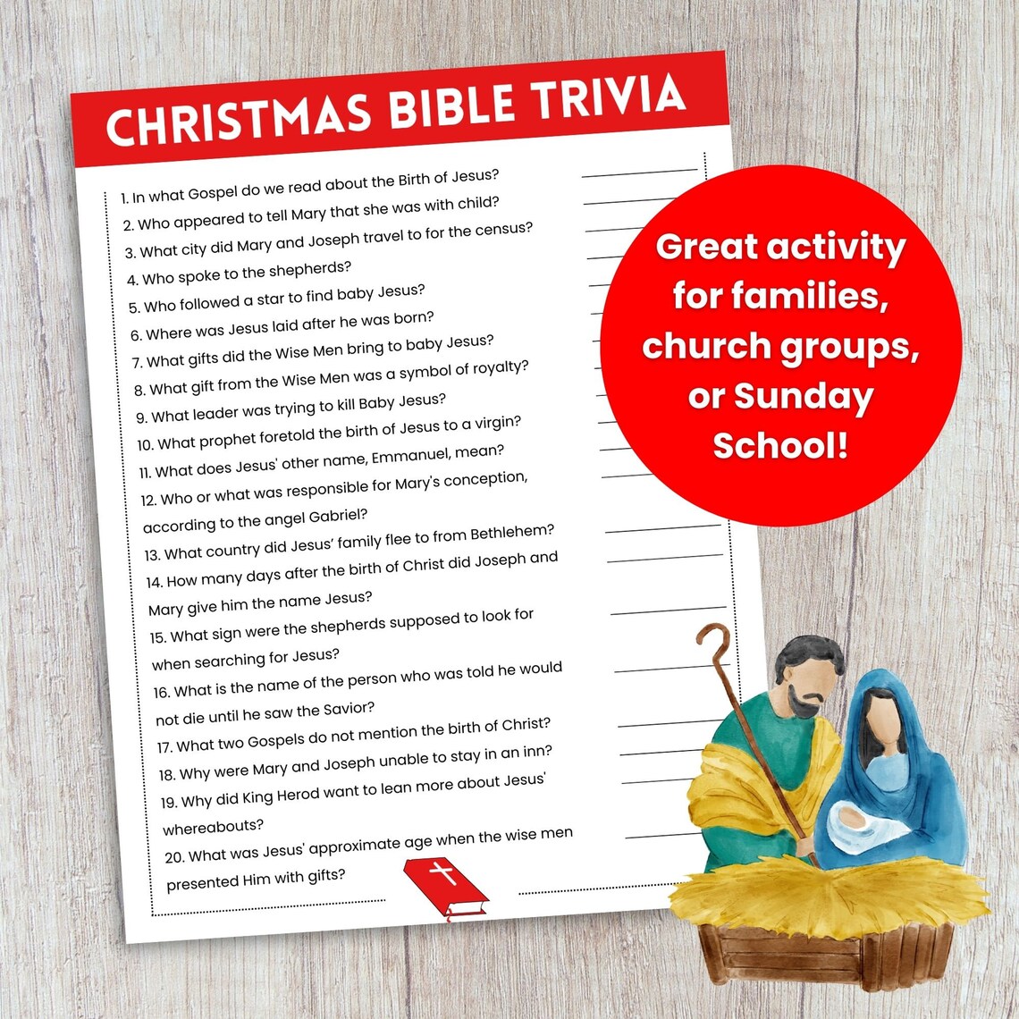 Christian Christmas Bible Trivia, Christmas Trivia Game for Adults and ...