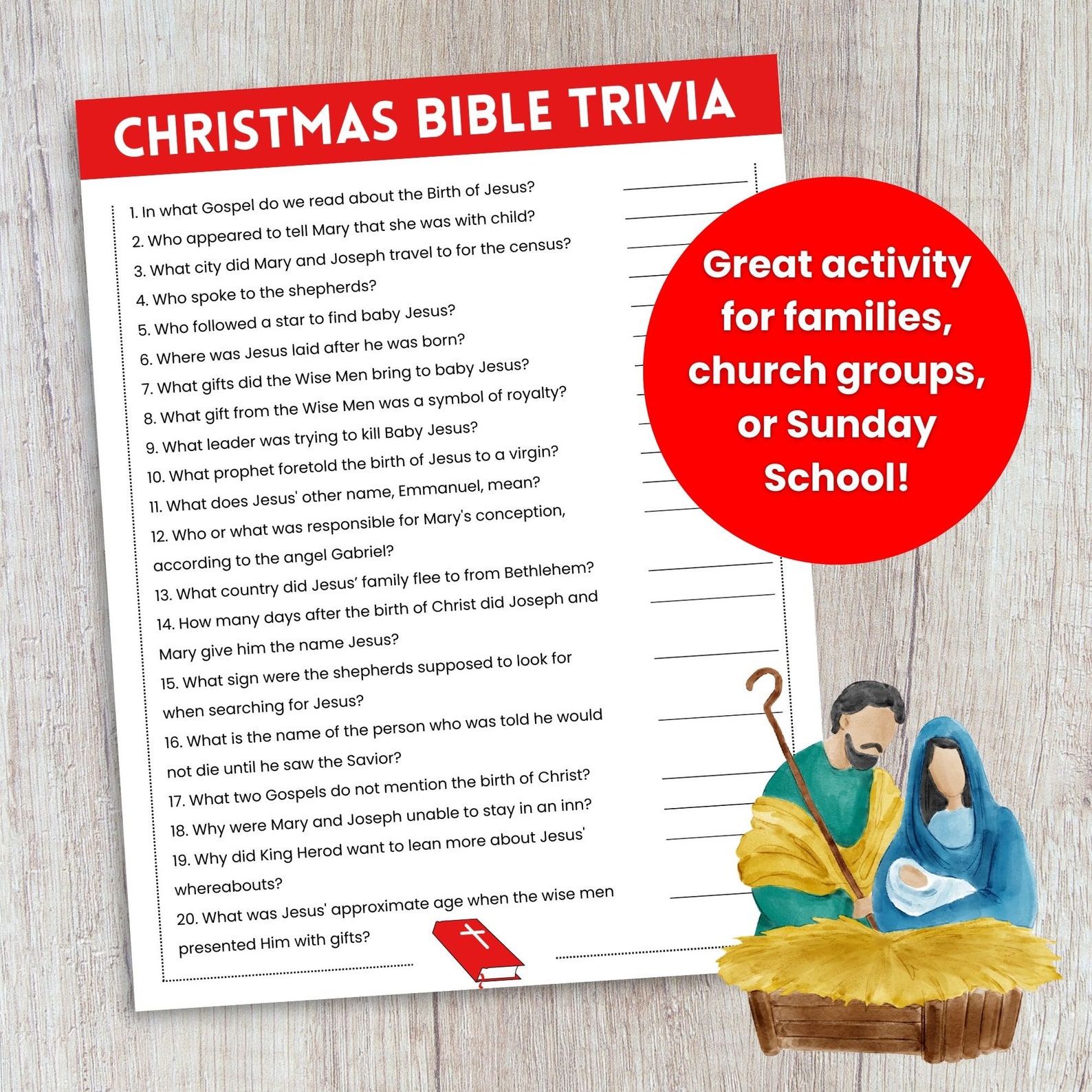 Christian Christmas Bible Trivia, Christmas Trivia Game for Adults and ...