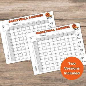 Editable Basketball Squares Game Printable, Basketball Fundraiser ...