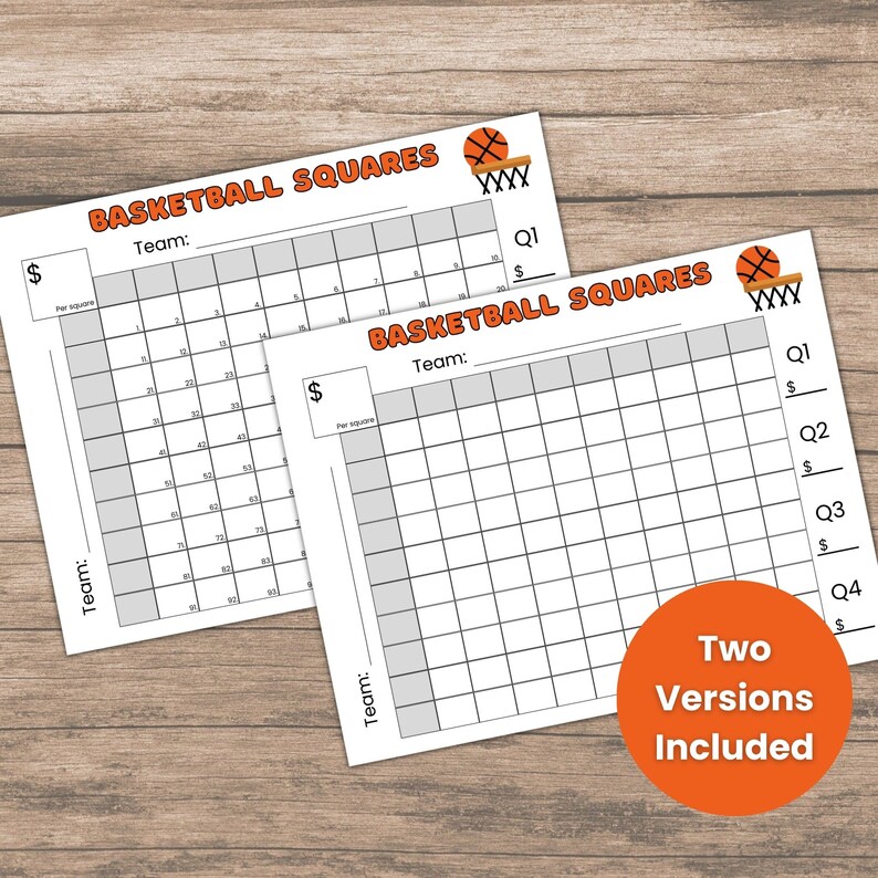 Editable Basketball Squares Game Printable, Basketball Fundraiser ...