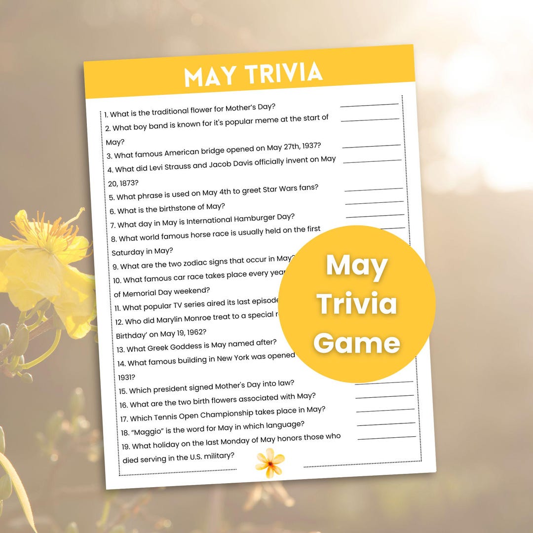 May Trivia Game, Spring Trivia Game, Trivia Questions, Trivia Game for ...