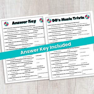 90s Music Trivia Game, 90s Theme Party Game, 1990s Trivia Game, 90s ...
