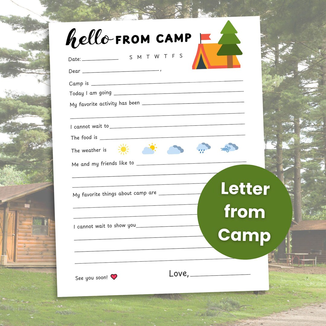 Printable Letter From Camp, Hello From Camp Letter, Summer Camp Letters ...