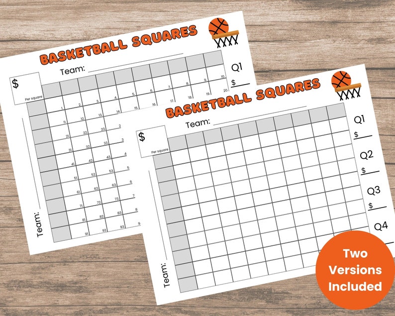 Editable Basketball Squares Game Printable Basketball - Etsy