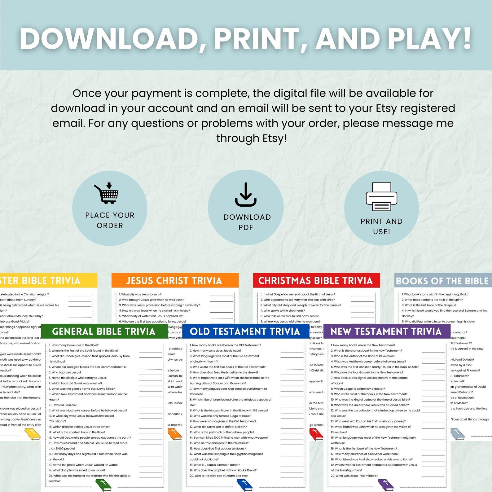 Bible Trivia Games Bundle, New Testament Trivia, Old Testament Trivia ...