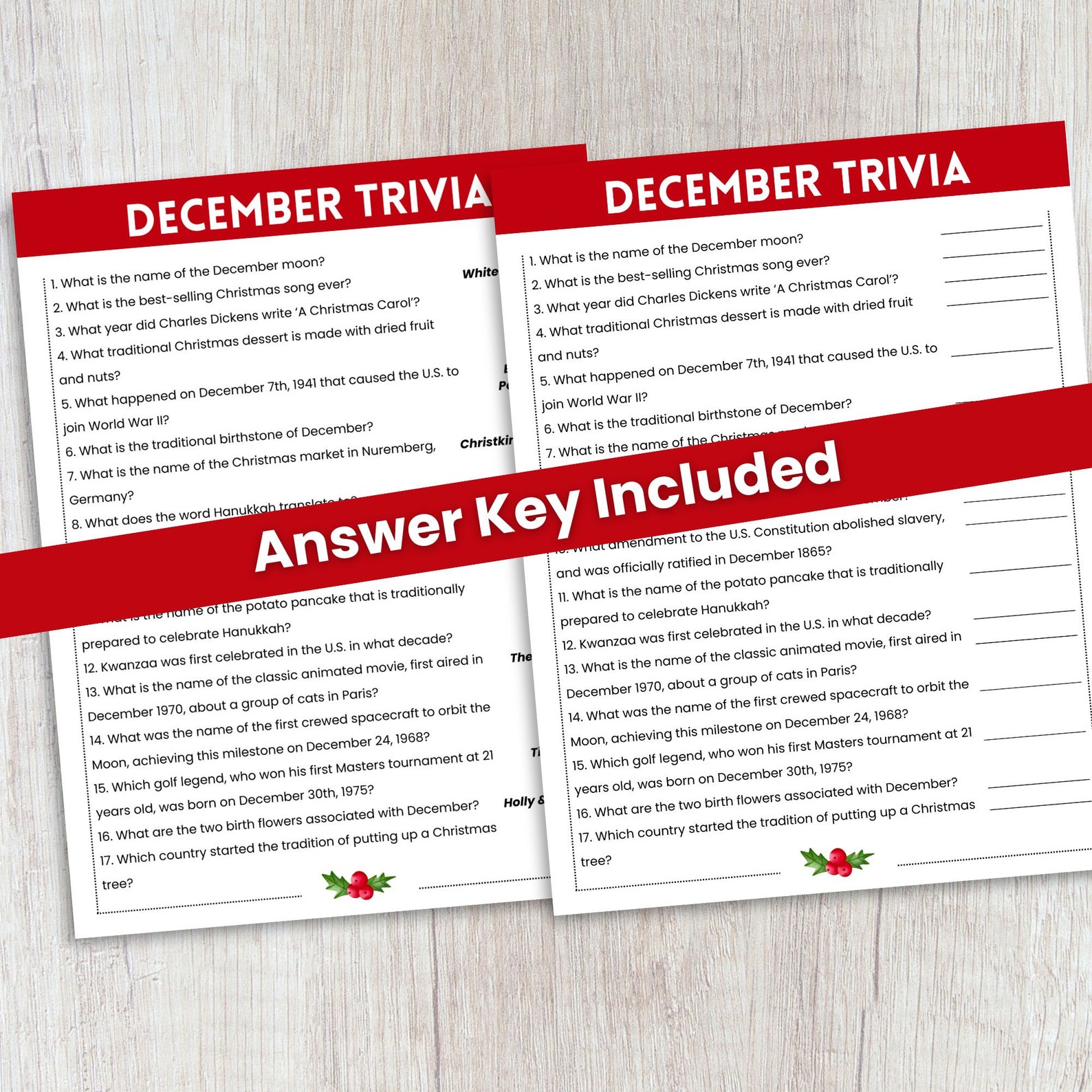 December Trivia Game, Christmas Trivia, Winter Trivia, Trivia Night ...