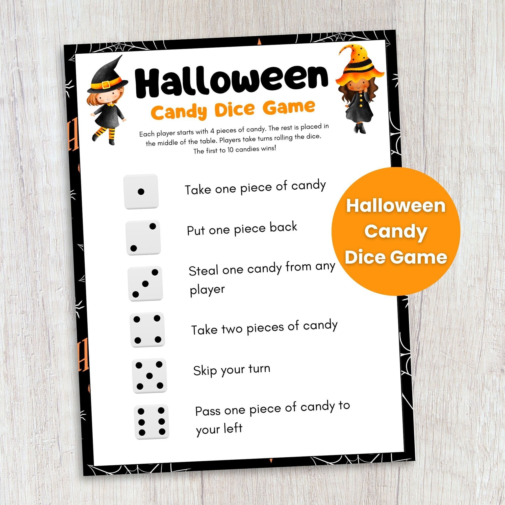 Halloween Candy Dice Game, Halloween Party Game for Kids and Adults ...