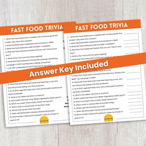 Fast Food Trivia, Trivia Game for Kids and Adults, Trivia Night, Family ...