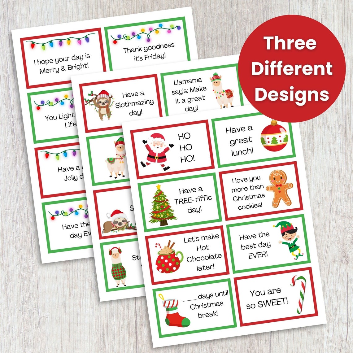 Christmas Lunch Box Notes for Kids, Editable Lunchbox Notes, Christmas ...