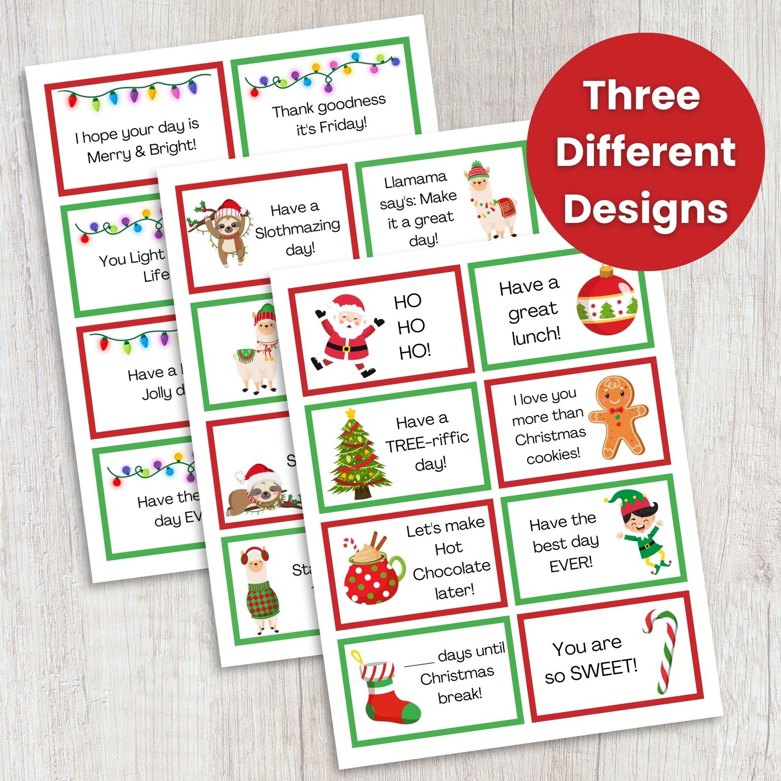 Christmas Lunch Box Notes for Kids, Editable Lunchbox Notes, Christmas ...