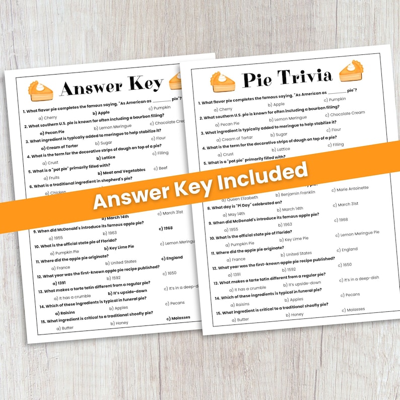 Pie Trivia Game, Pie Day Trivia, Pi Day Games, Thanksgiving Game ...
