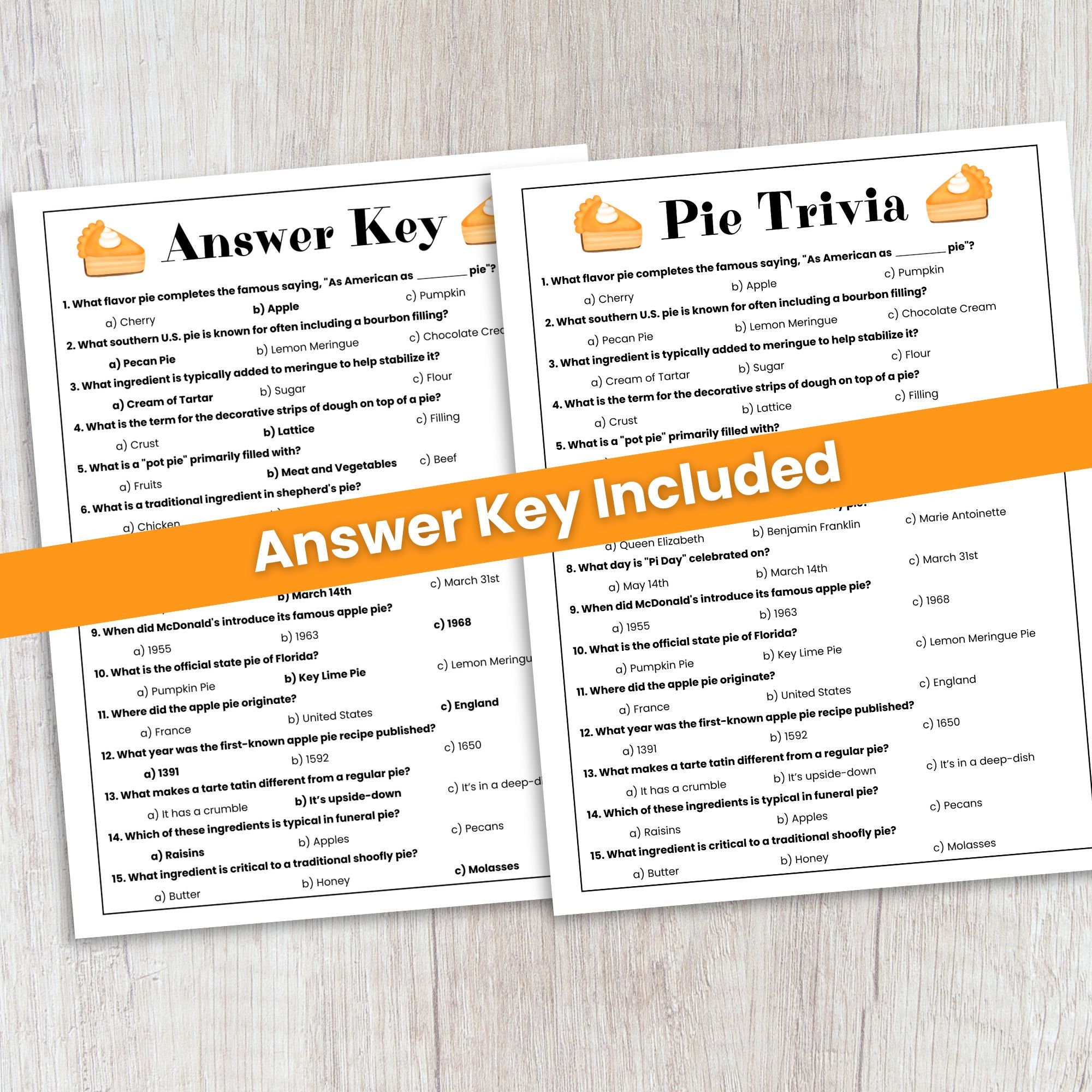Pie Trivia Game, Pie Day Trivia, Pi Day Games, Thanksgiving Game ...