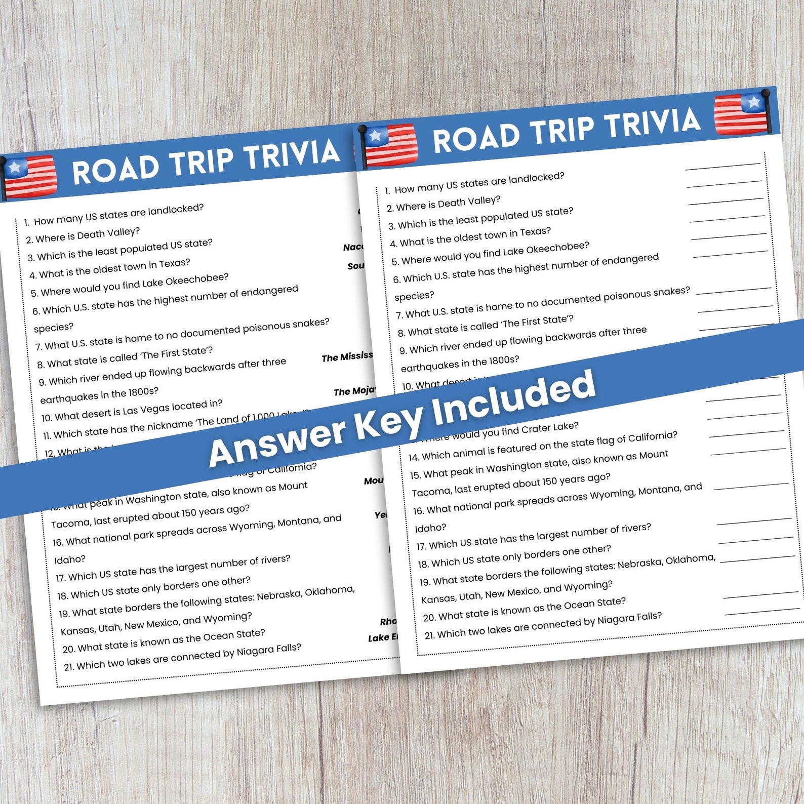 Road Trip Trivia Game, Road Trip Printable Game for Adults, Road Trip ...