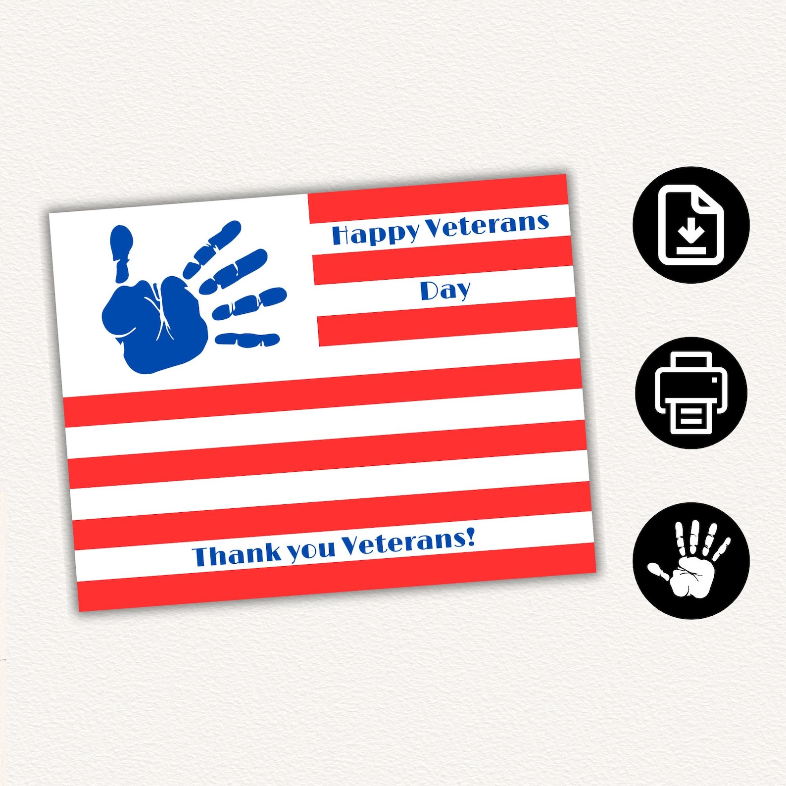 Veterans Day Handprint Craft, Happy Veterans Day, Gift for Veterans ...