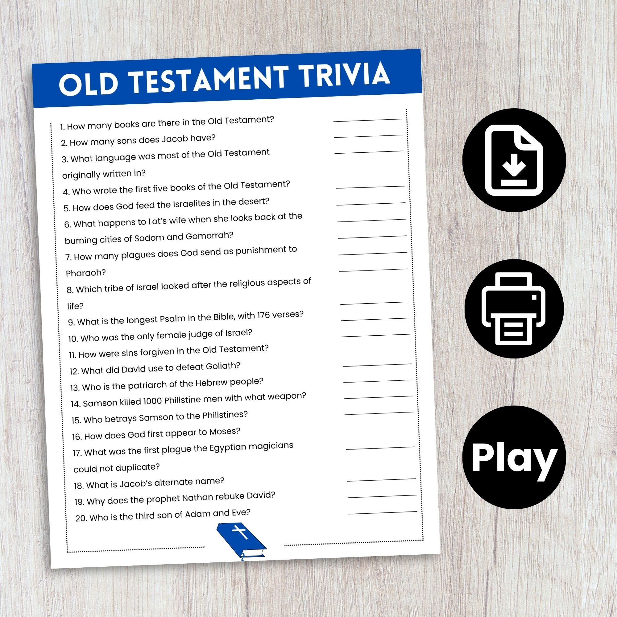 Old Testament Bible Trivia Game, Bible Game for Adults, Bible Game for ...