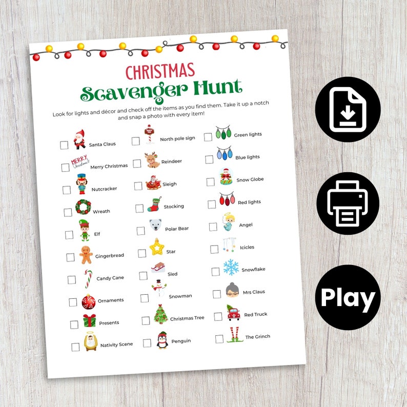 Christmas Lights Scavenger Hunt, Christmas Car Ride Game, Christmas ...