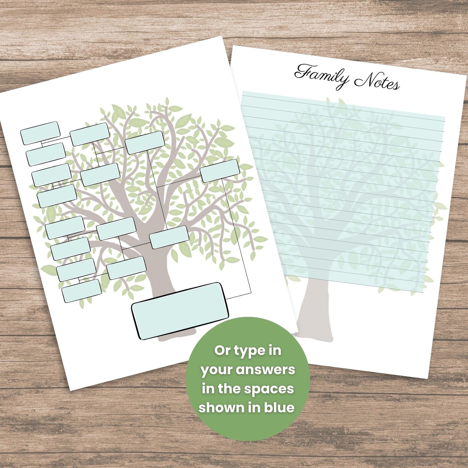 One Parent Line Family Tree 4 Generation, Editable Family Tree Template ...