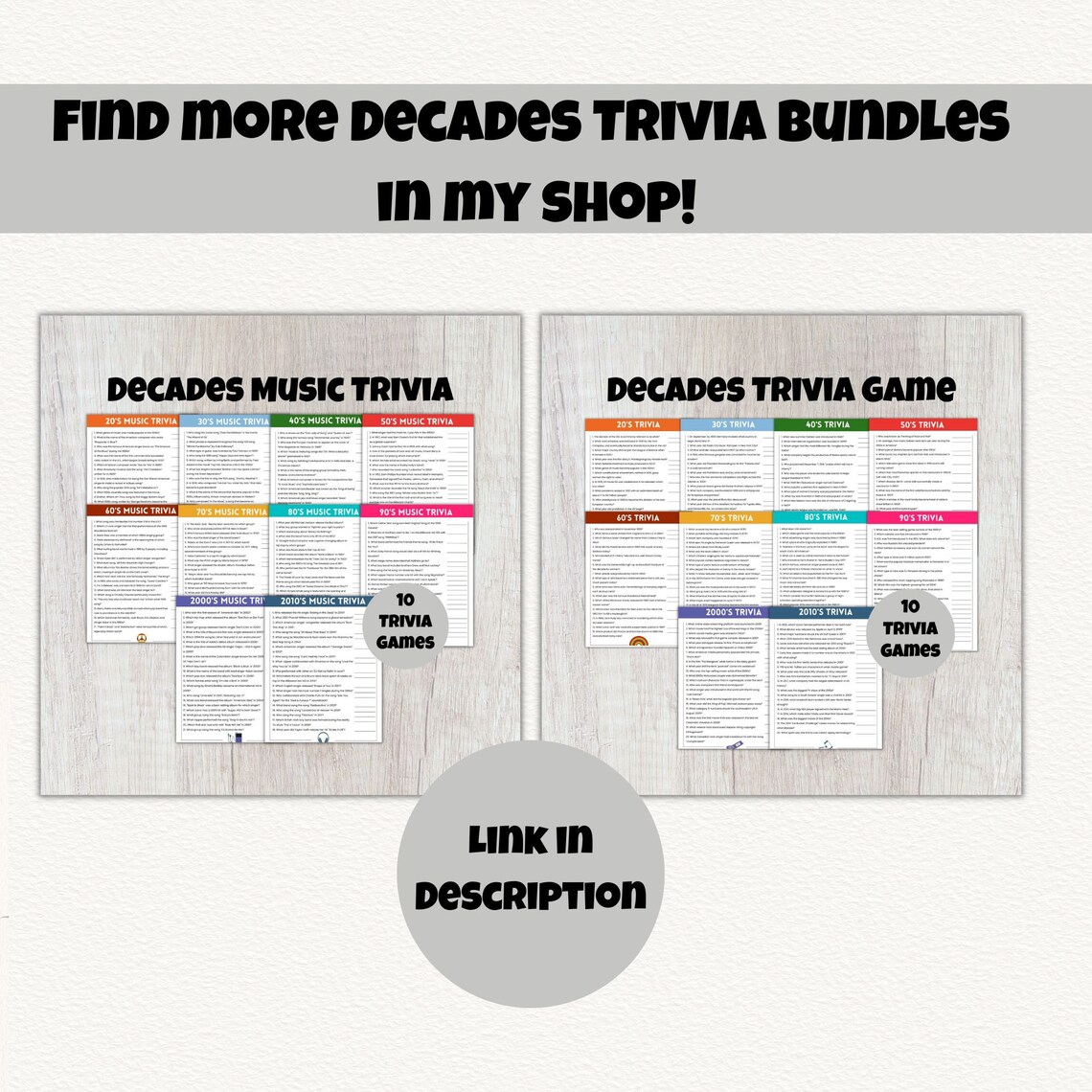 Movie Trivia Game, Decades Trivia Game, Decades Party Game, 90s Trivia ...