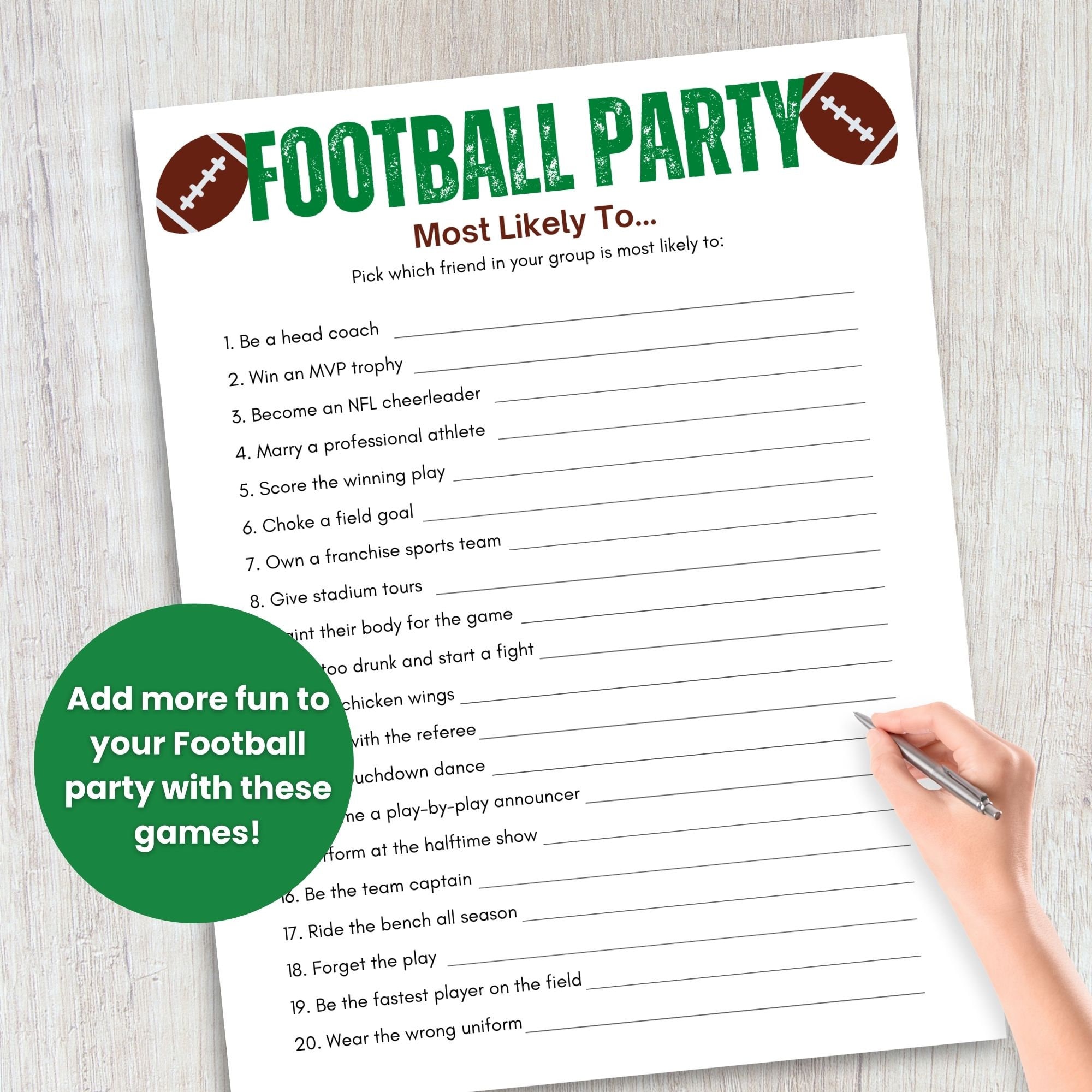 Football Party Games Bundle With 10 Party Games, Office Party Games ...