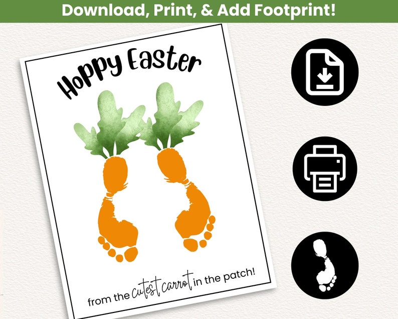 Hoppy Easter Footprint Art, Carrot Footprint Craft, Easter Footprint ...
