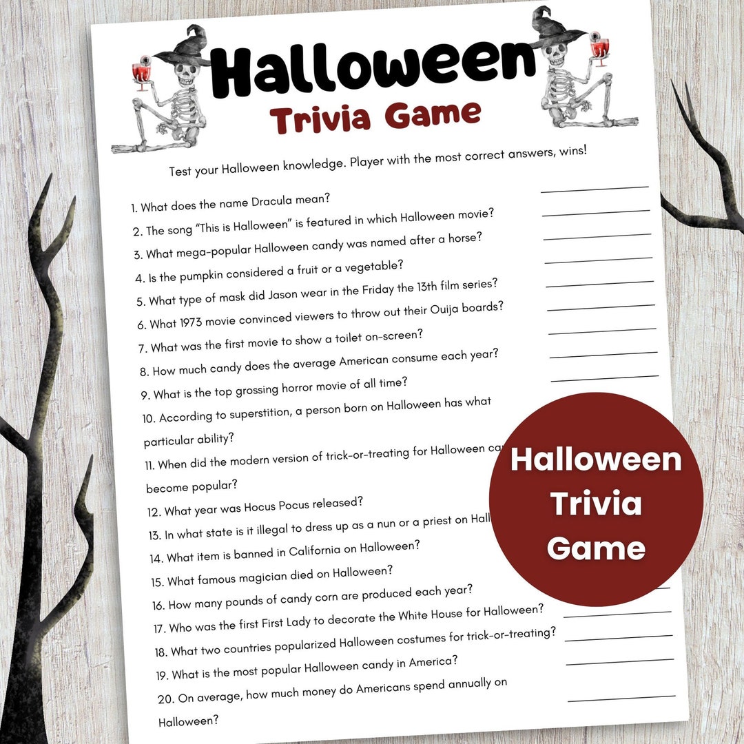 Halloween Trivia Game for Adults, Halloween Fill in the Blank Trivia ...