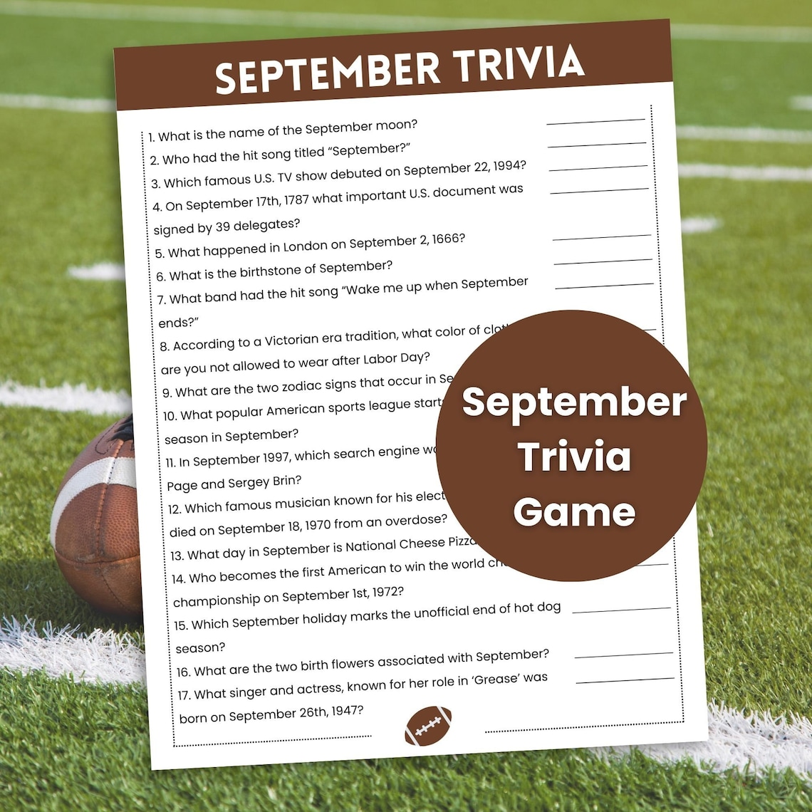 September Trivia Game, Fall Trivia, Trivia Night, Trivia Game for Kids ...
