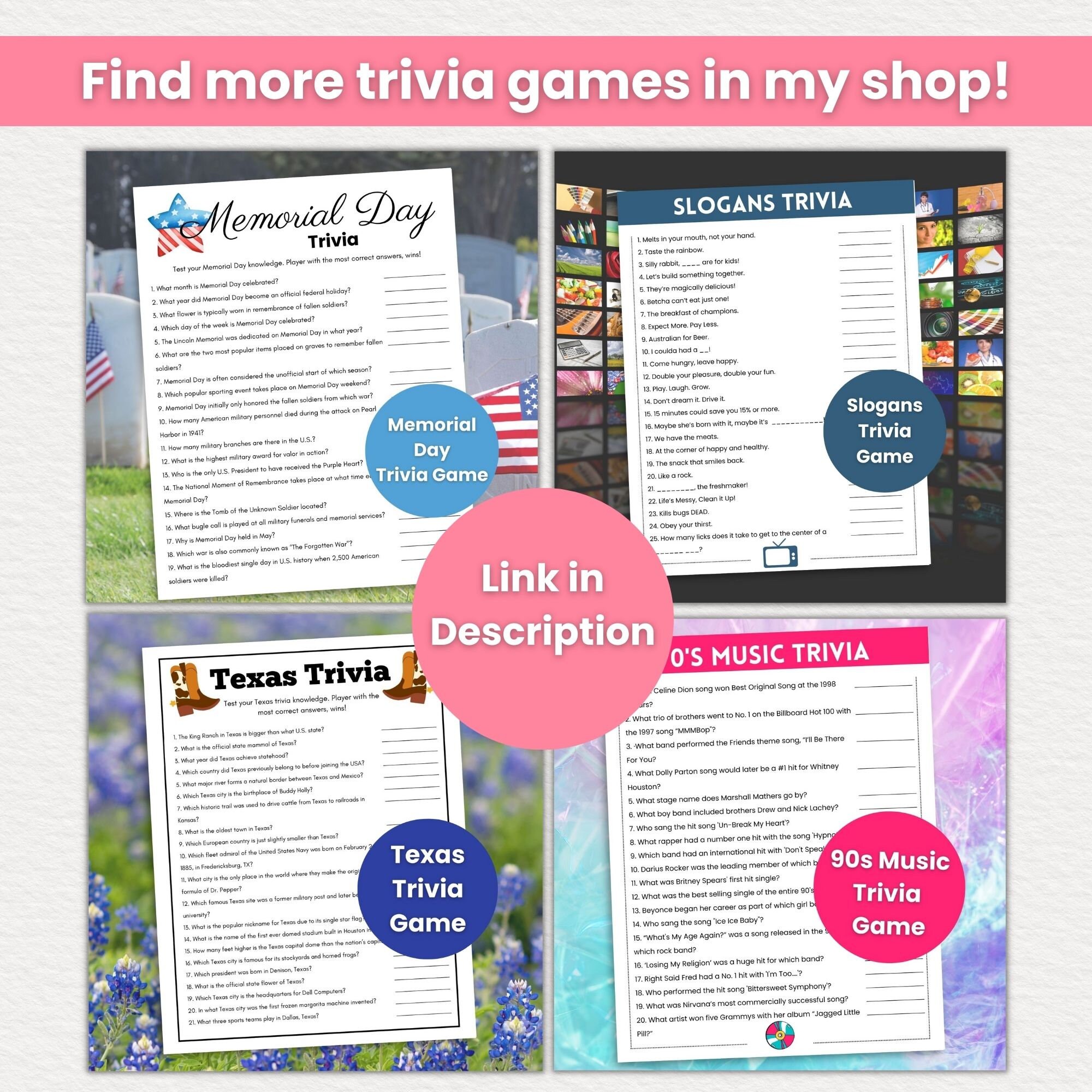 February Trivia Game, Holiday Trivia Game, Valentines Trivia, Birthday ...