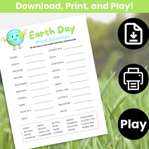 Earth Day Word Scramble Game, Earth Day Printable Game for Kids and ...
