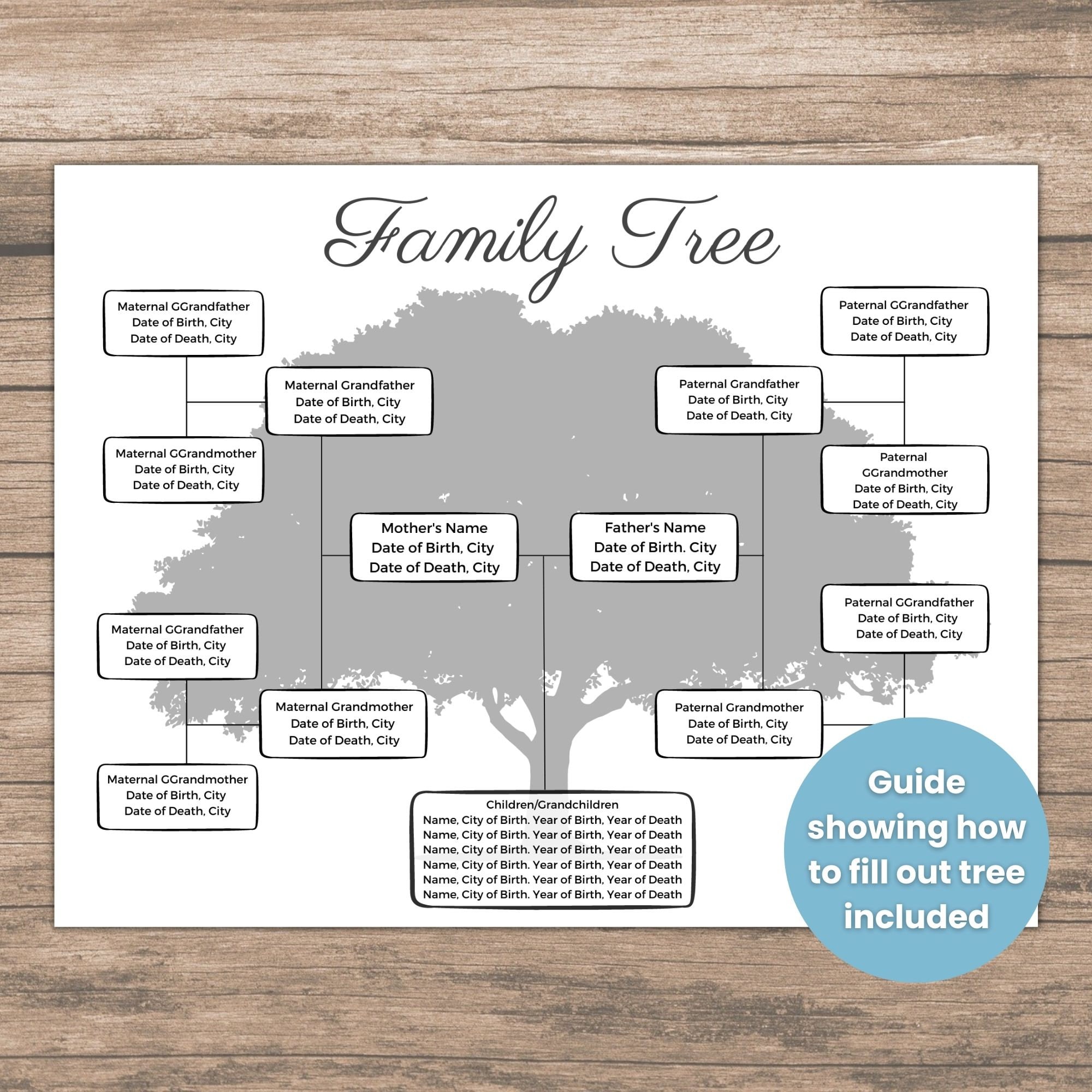 Family Tree Template 4 Generation, Editable Family Tree Template, Great ...