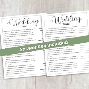 Wedding Trivia Game, Bridal Shower Trivia, Wedding Table Games ...