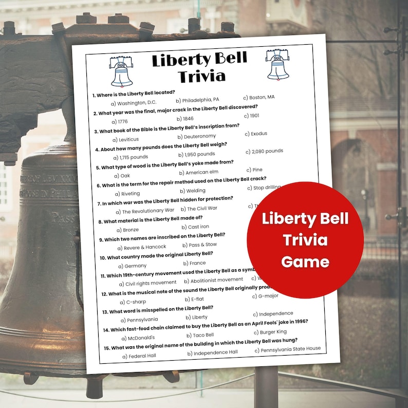 Liberty Bell Trivia Game, USA Trivia, Patriotic Trivia, History ...