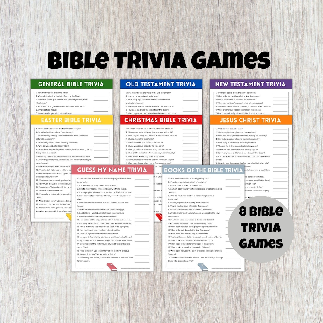 Bible Trivia Games Bundle, New Testament Trivia, Old Testament Trivia ...