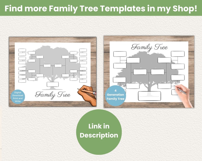 One Parent Line Family Tree 4 Generation Editable Family Tree - Etsy