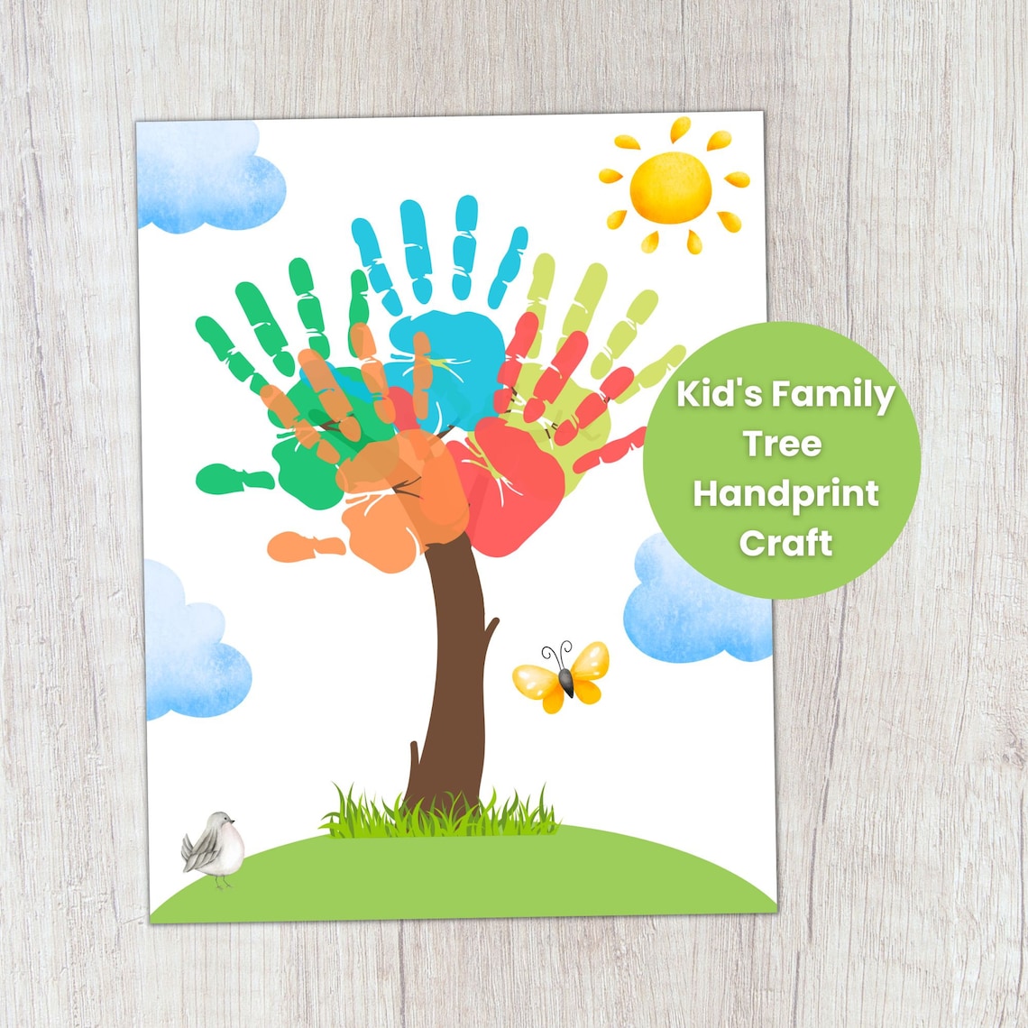 Family Tree Handprint Craft for Kids, Handprint Keepsake Gift ...