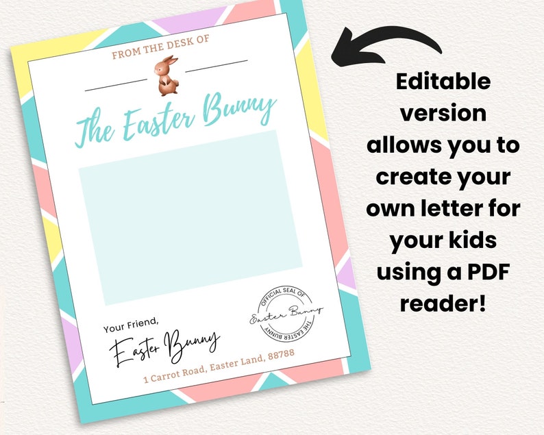 Easter Bunny Letter Editable Letter From the Easter Bunny - Etsy