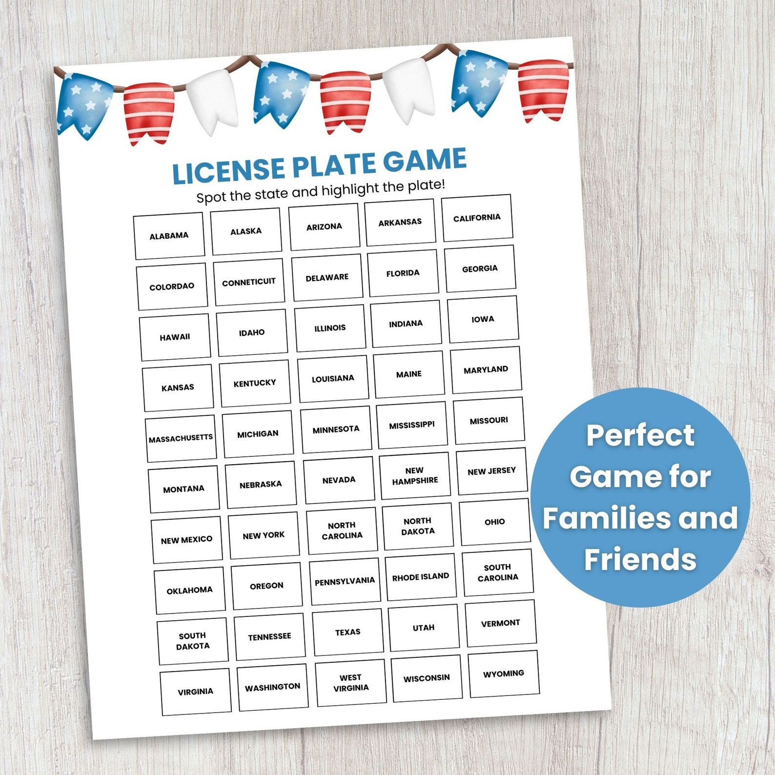 License Plate Game Printable for Road Trips, Road Trip Activity for ...