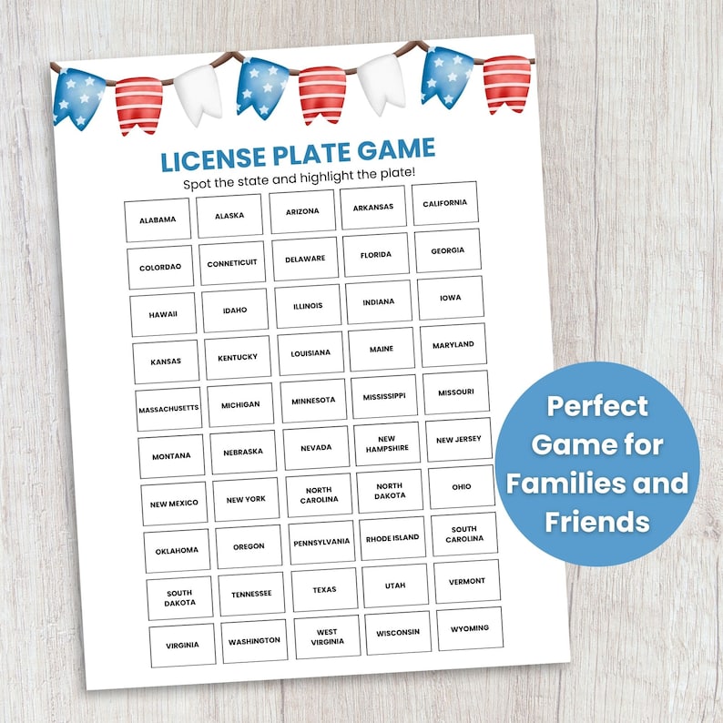 License Plate Game Printable for Road Trips, Road Trip Activity for ...