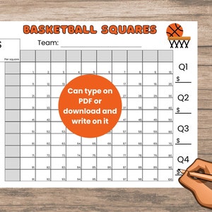Editable Basketball Squares Game Printable Basketball - Etsy