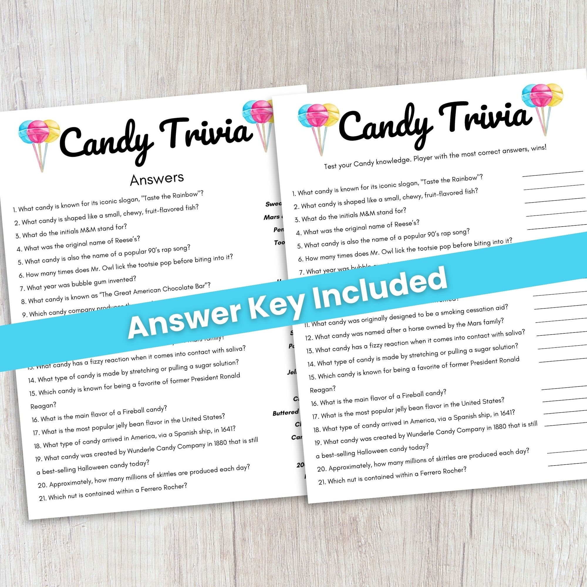 Candy Trivia Game, Printable Candy Trivia, Candy Game, Trivia Questions ...