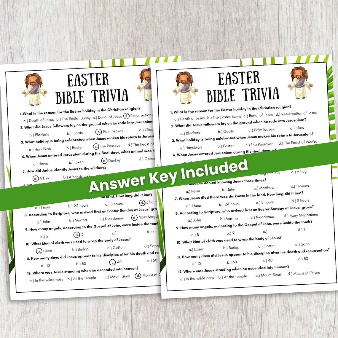 Easter Bible Trivia Game Printable, Christian Easter Games, Sunday ...