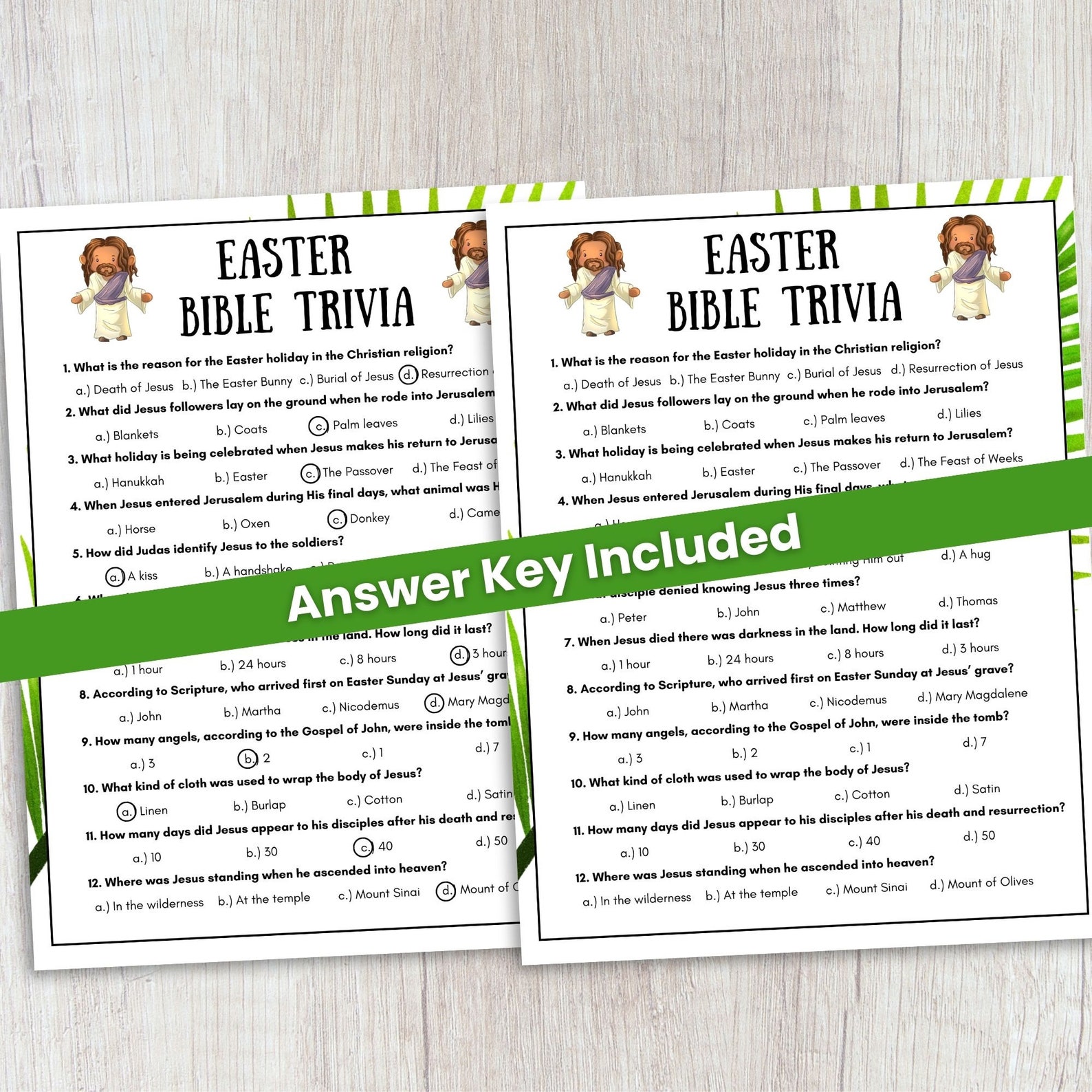 Easter Bible Trivia Game Printable, Christian Easter Games, Sunday ...