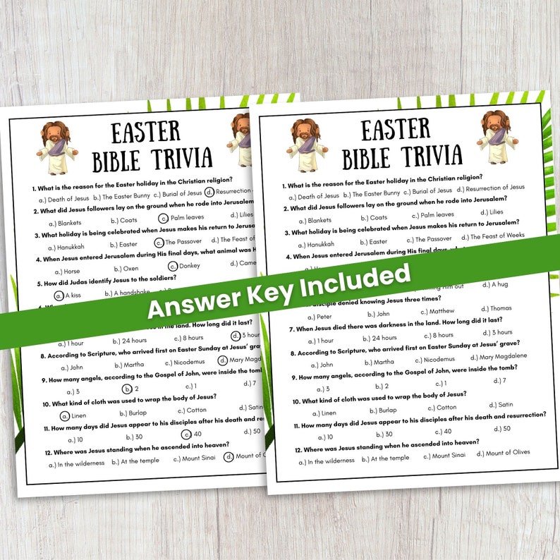 Easter Bible Trivia Game Printable, Christian Easter Games, Sunday ...