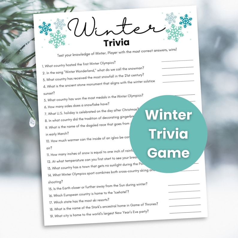 Winter Trivia Game, Holiday Trivia Game, Holiday Party Game, Trivia ...