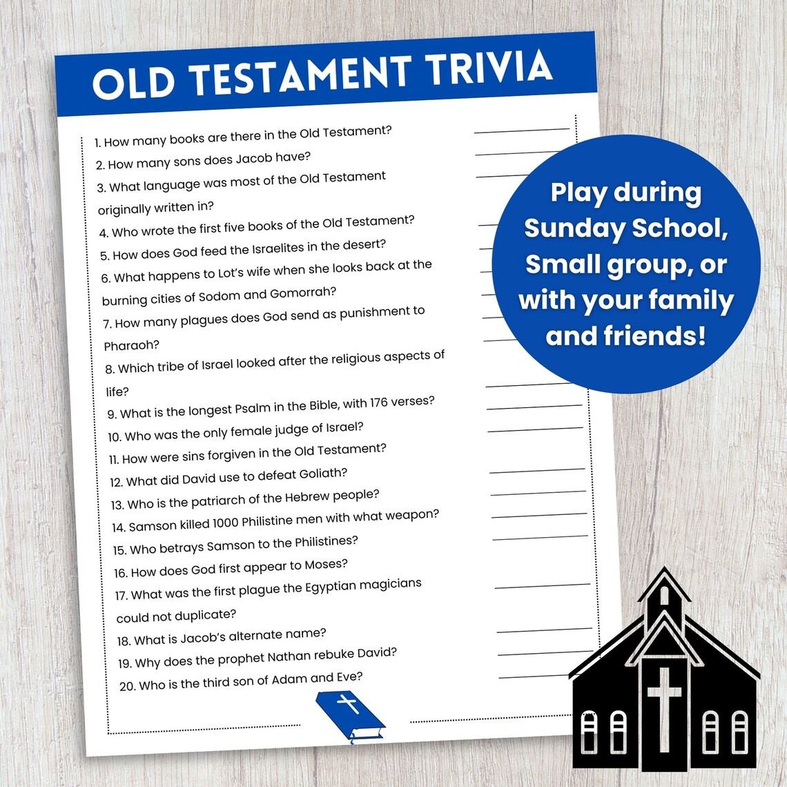 Old Testament Bible Trivia Game, Bible Game for Adults, Bible Game for ...