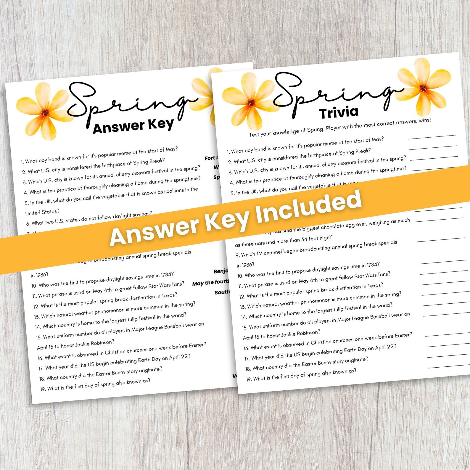 Spring Trivia Game, Spring Party Game, April Trivia, May Trivia, Easter ...