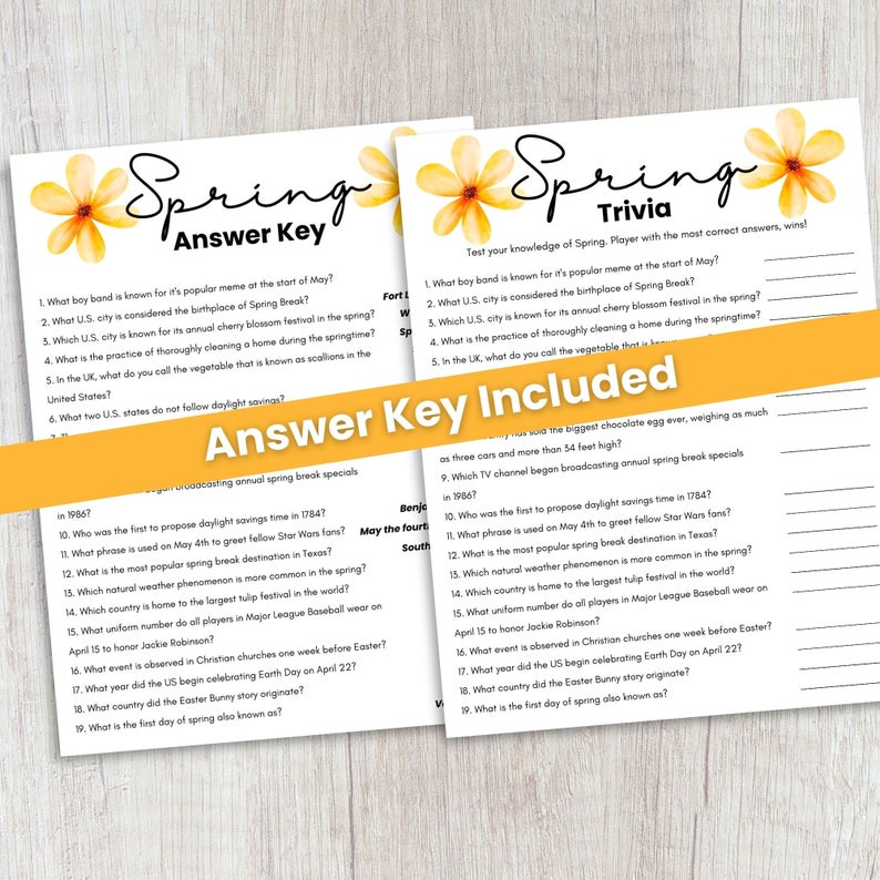 Spring Trivia Game, Spring Party Game, April Trivia, May Trivia, Easter ...
