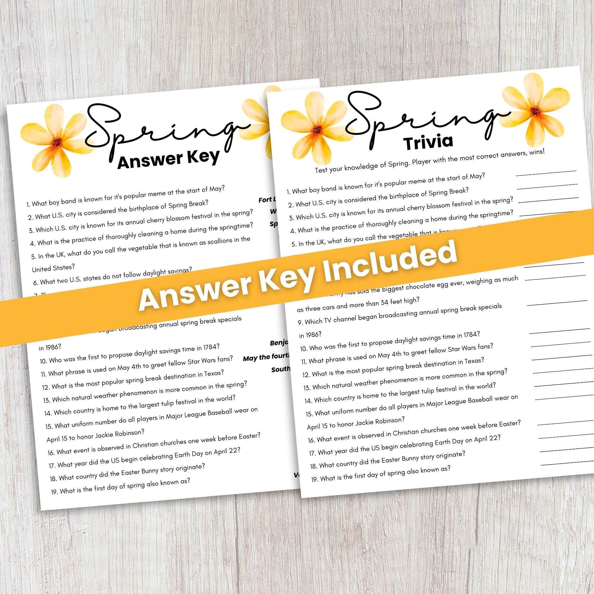 Spring Trivia Game, Printable Spring Trivia, Holiday Trivia Game ... Spring Trivia Game, Printable Spring Trivia, Holiday Trivia Game ...