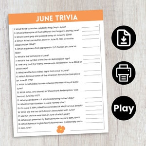 June Trivia Game, Summer Trivia, Trivia Night, Trivia Game for Kids and ...