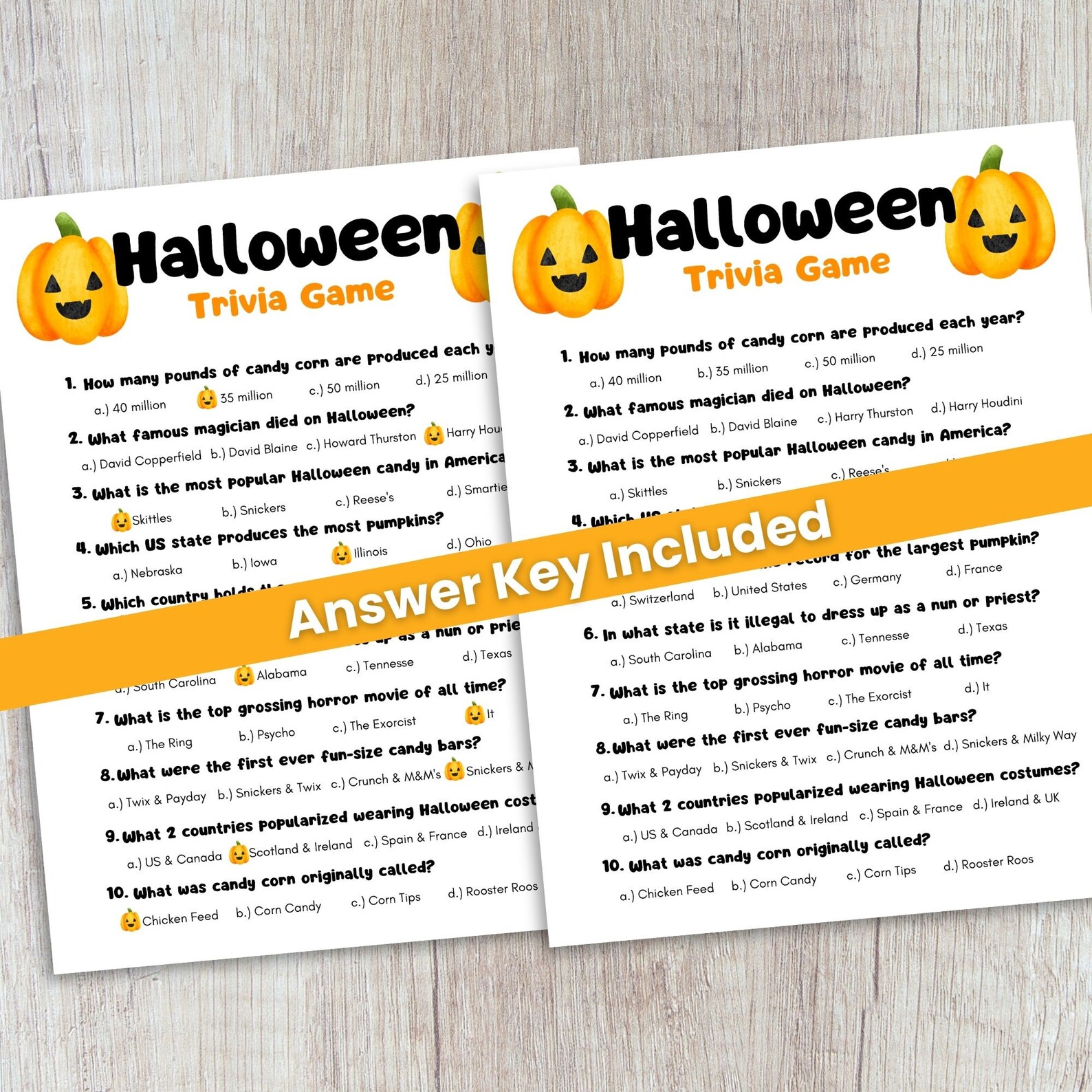 Halloween Trivia Game Printable, Halloween Game for Kids and Adults ...